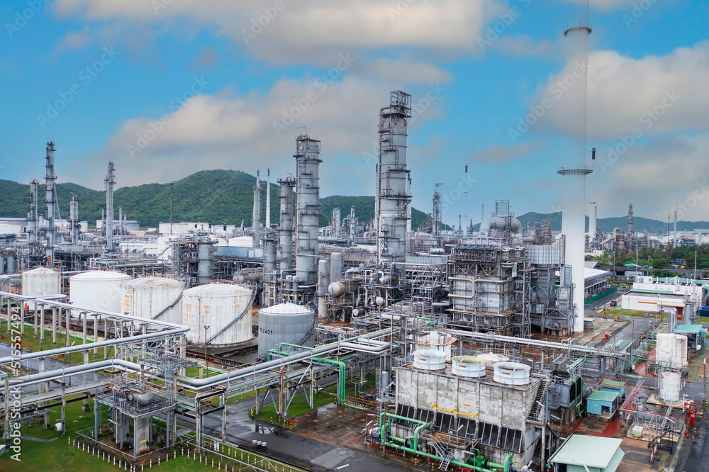 The oil refinery plant form industry zone ,which the factory ...