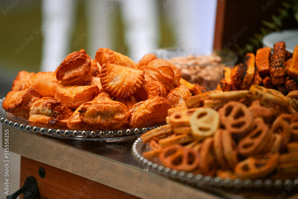Pastry and bakery snack bar at a party. Delicious finger food for the ...