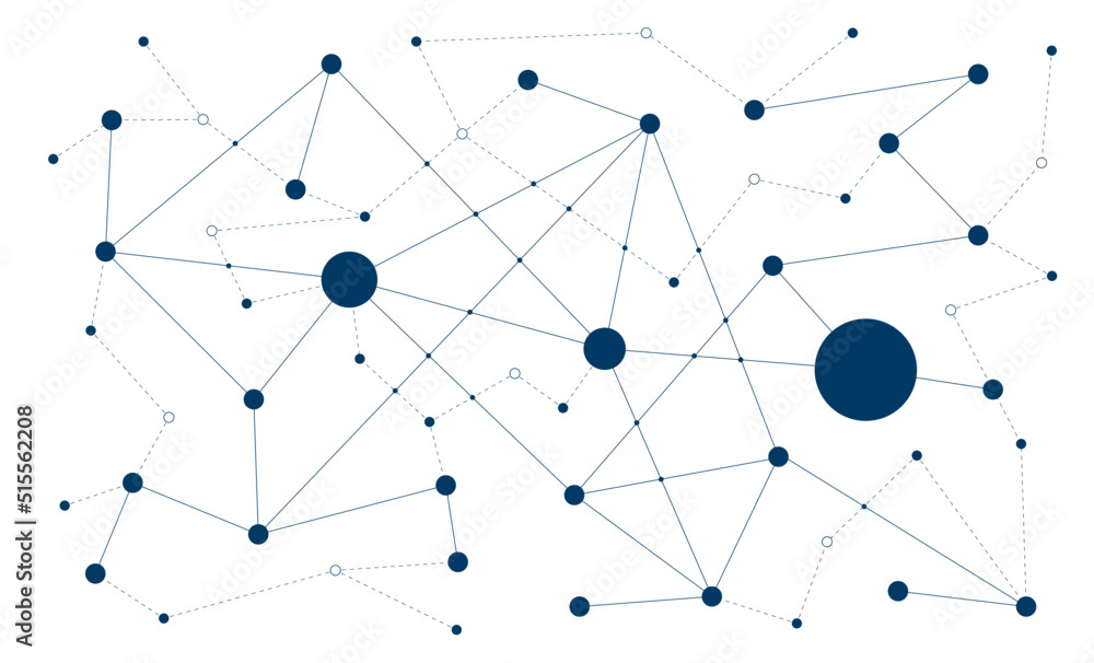 Data connected dots and lines technology background template. Network ...
