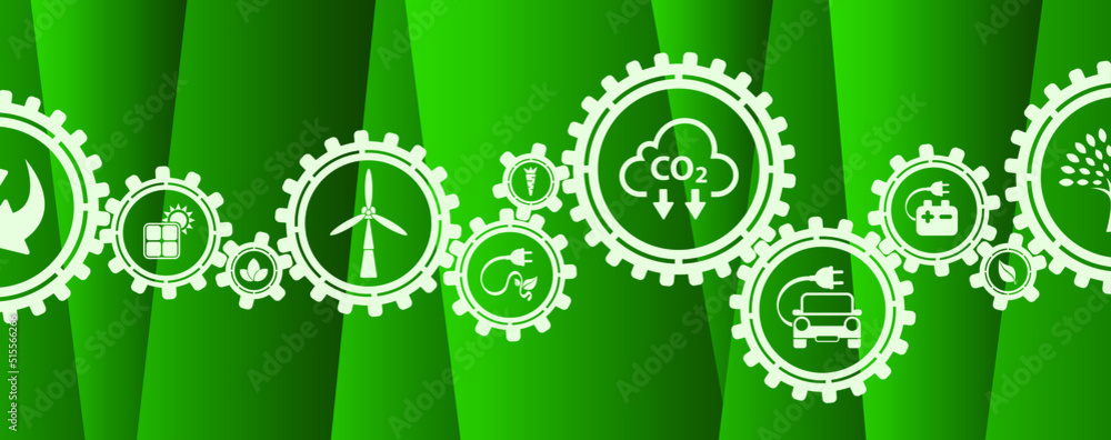 reducing CO2 emissions to stop climate change. green energy background ...