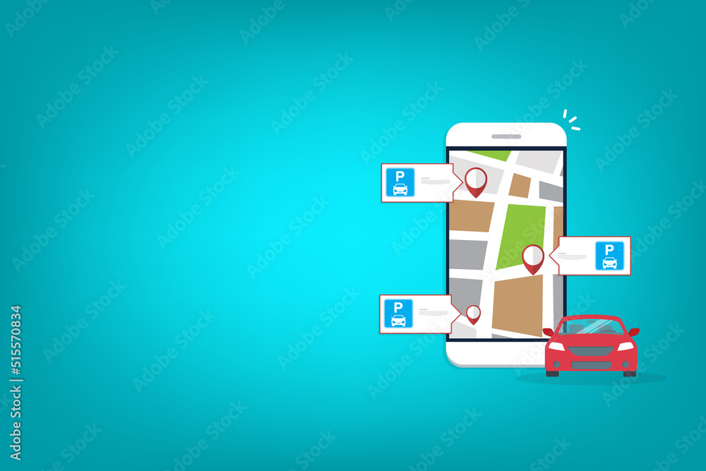 Online application for finding parking spaces, city parking. Smart city ...