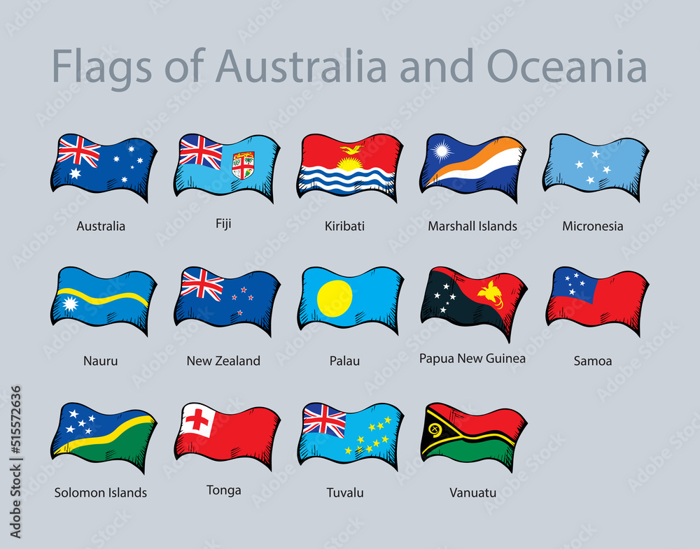 Flags of Australia and Oceania. Vector drawing sign Stock Vector ...