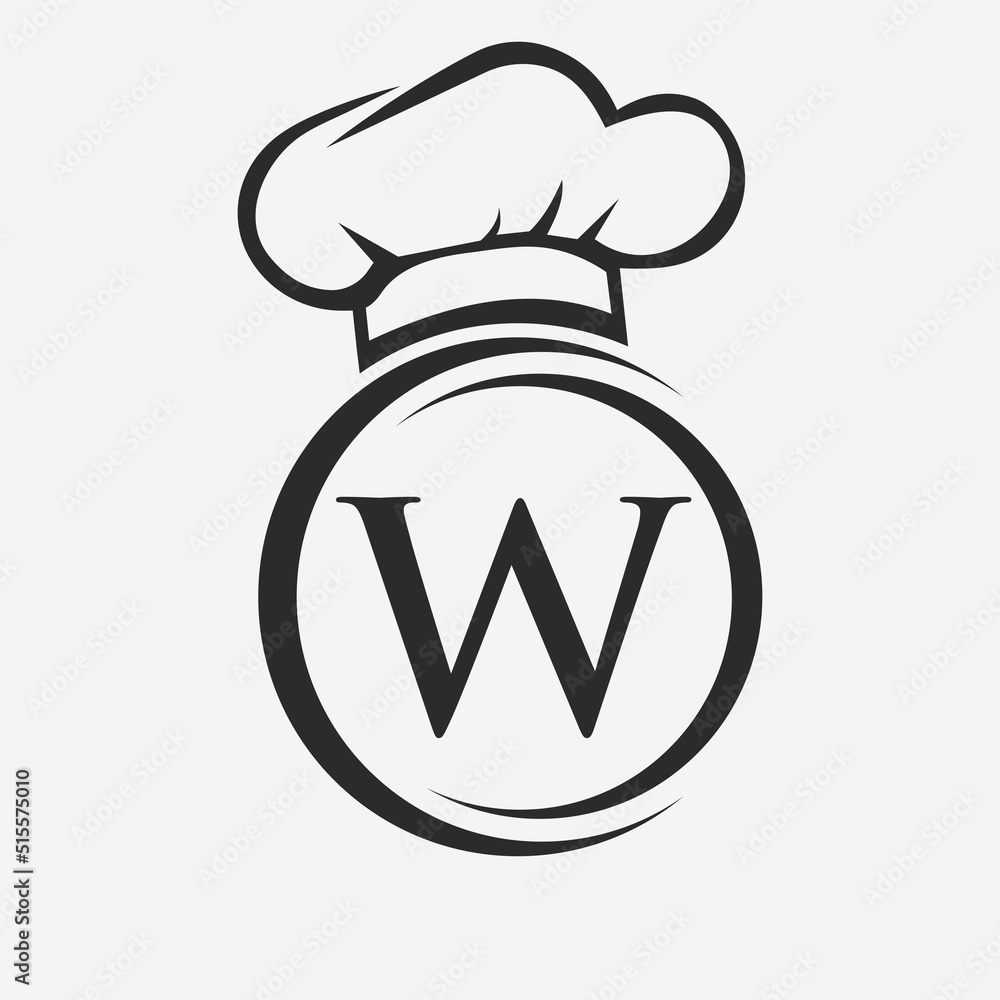 Letter W Restaurant Logo Template. Restaurant Logo Concept with Chef ...