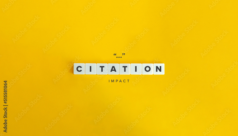 Citation Impact Banner. Text on Letter Tiles on Yellow Background ...