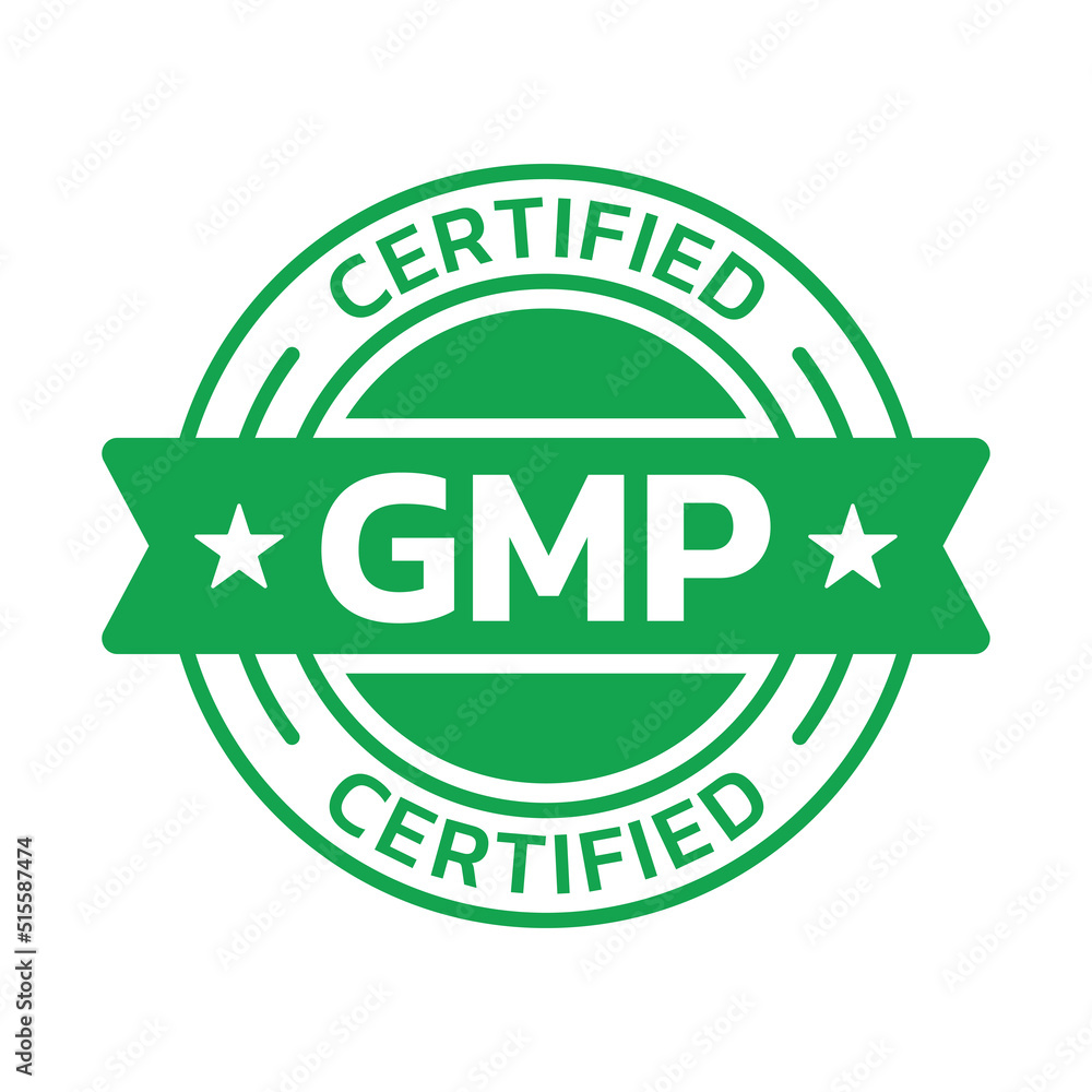 GMP certified icon or logo. Good manufacturing practice stamp or seal ...