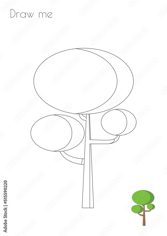 Simple Outline Stroke Tree Shape Silhouette Photo Drawing Skills For ...