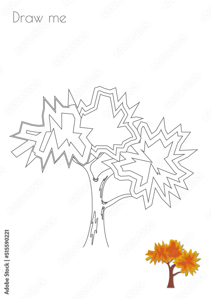 Simple Outline Stroke Tree Shape Silhouette Photo Drawing Skills For ...