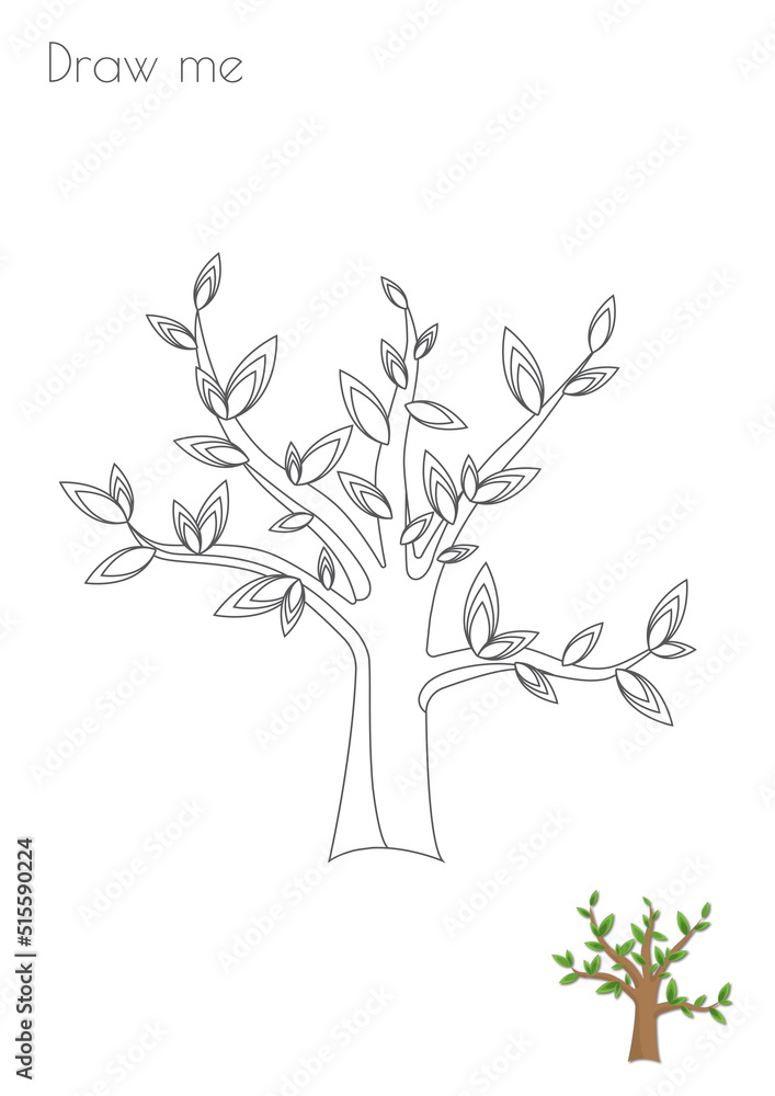 Simple Outline Stroke Tree Shape Silhouette Photo Drawing Skills For ...