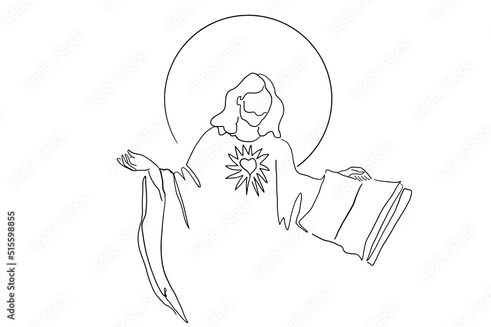 Continuous line drawing of Jesus Christ vector illustration Testament ...