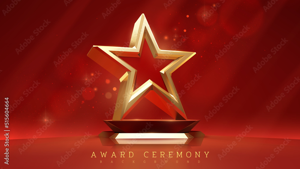 Award ceremony background with 3d gold star element and glitter light ...