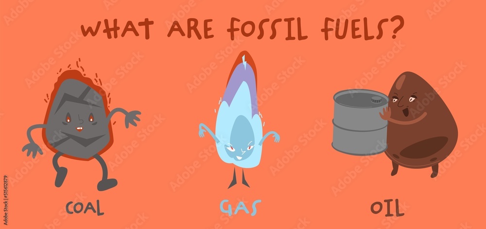 What are fossil fuels. Vector illustration with characters Stock Vector ...