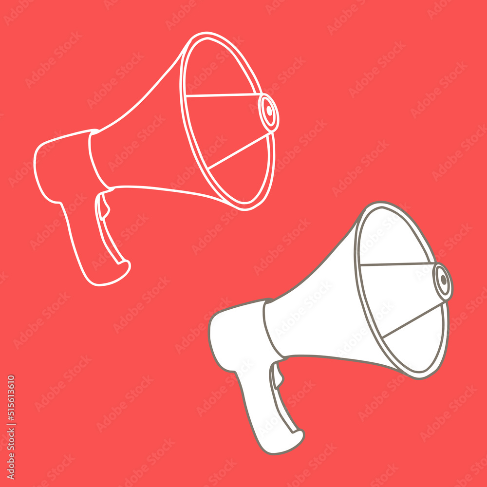 Outline Megaphone Template. Vector illustration. Copy space. Linear ...
