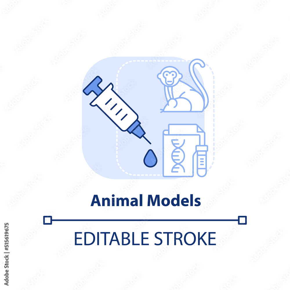 Animal models light blue concept icon. Pandemic preparedness preclinical research abstract idea ...