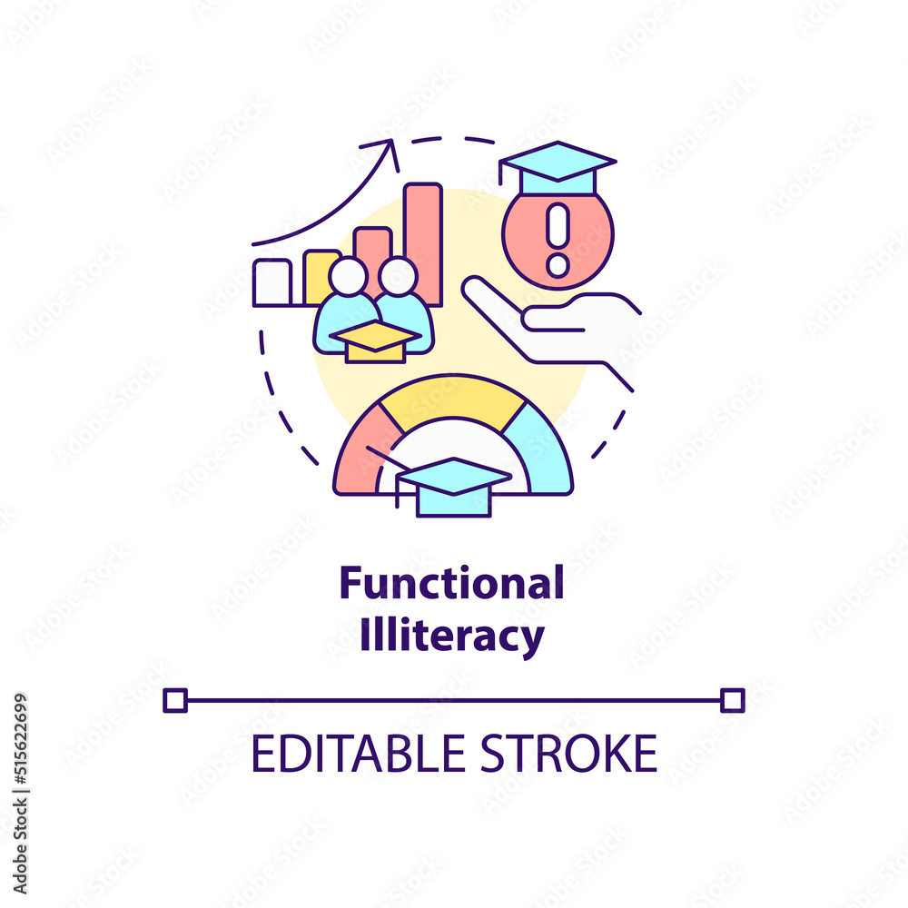 Functional illiteracy concept icon. Social effect of overcrowding ...