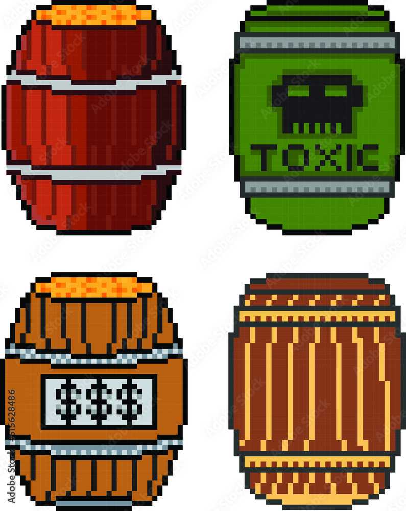 toxic barrel pixel art. Beer barrel Pixel art Stock Vector | Adobe Stock