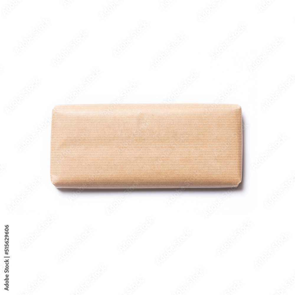 Mockup of a handmade chocolate bar wrapped in recycled paper Stock ...