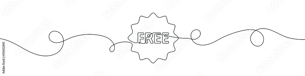 Single continuous line drawing of a FREE text. One continuous line ...