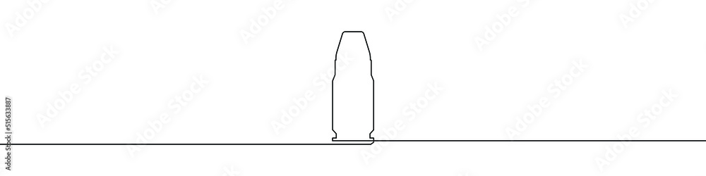 Single continuous line drawing of a bullets. One continuous line ...