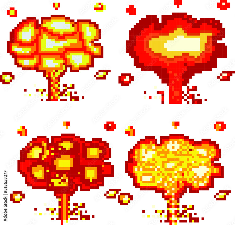 explosion pixel art, Video game explosion animation flame pixel art ...