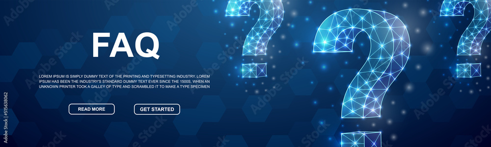 Question mark polygonal horizontal banner. Help support low poly symbol ...