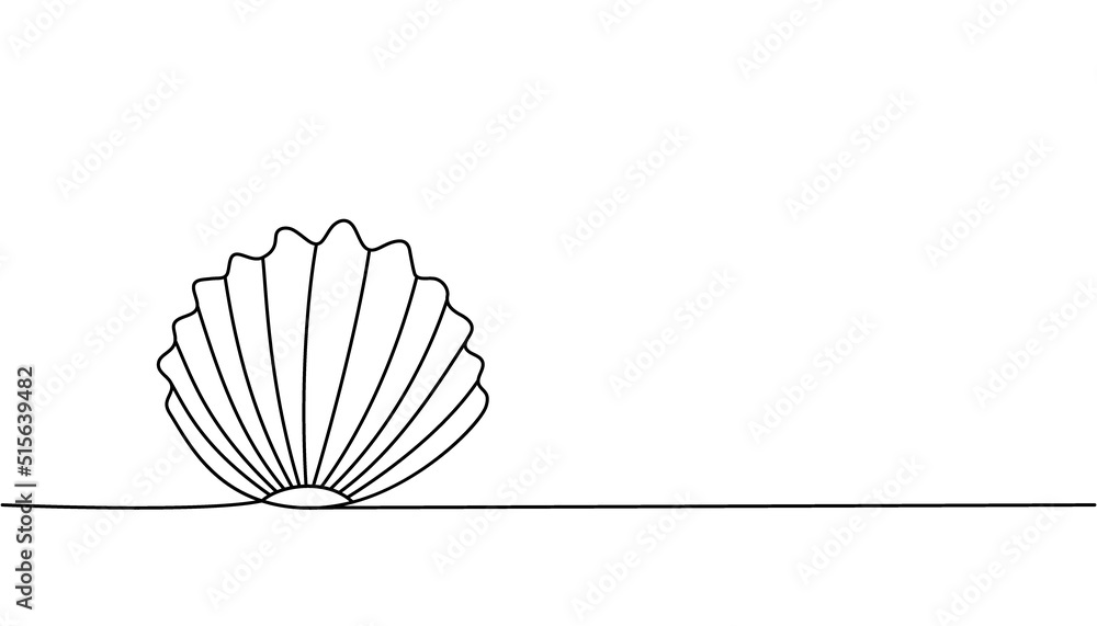 Set of Shell one line continuous drawing. Shell continuous one line set ...
