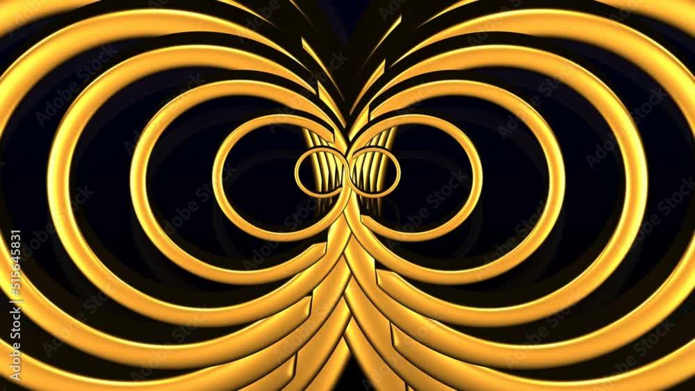 Gold infinity signs growth on black background. Geometric surface ...
