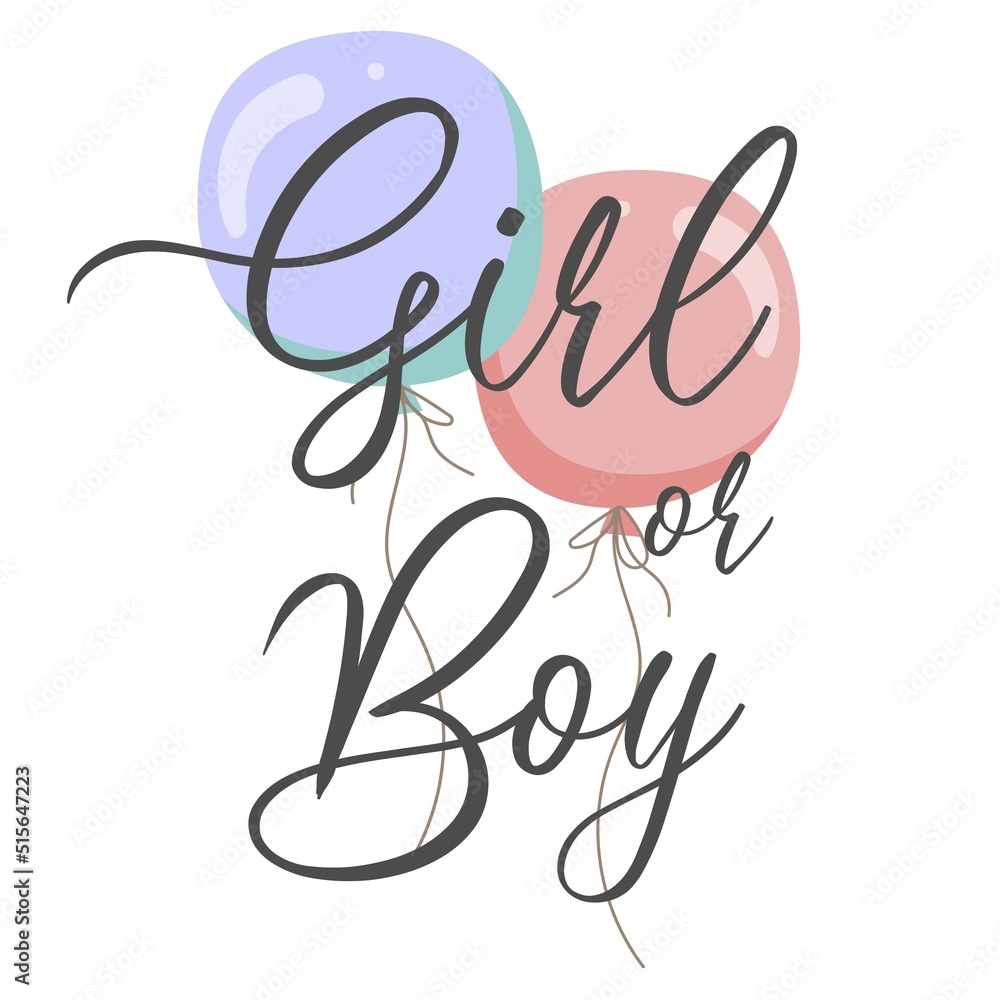 Boy or girl hand drawn modern lettering - Baby shower announcement ...