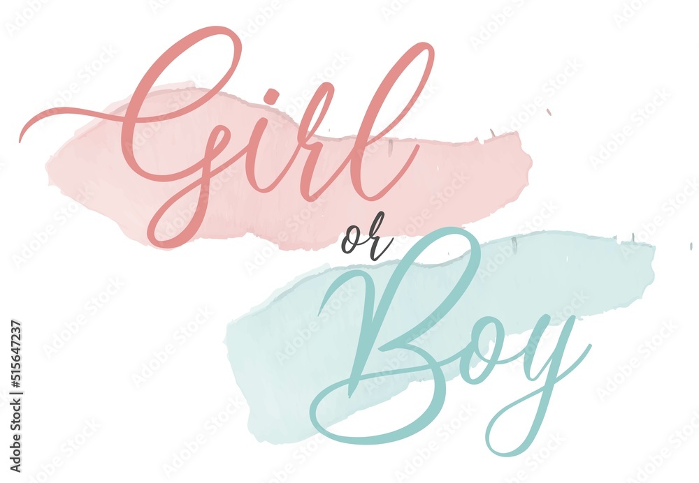 Boy or girl hand drawn modern lettering - Baby shower announcement ...