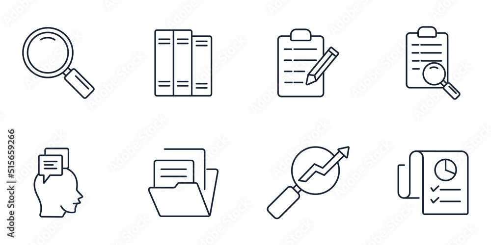 case study icons set . case study pack symbol vector elements for ...
