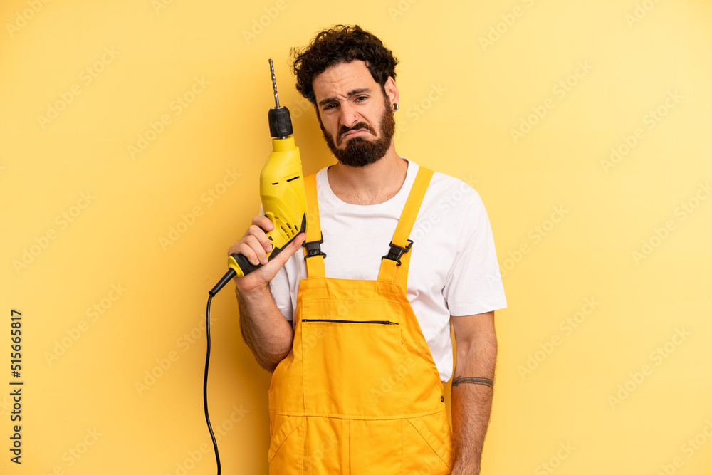 young man feeling sad and whiney with an unhappy look and crying ...