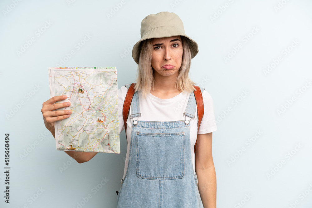 blonde woman feeling sad and whiney with an unhappy look and crying ...