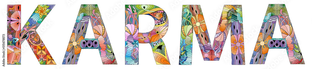 Word KARMA. Vector zentangle object for decoration Stock Vector | Adobe ...