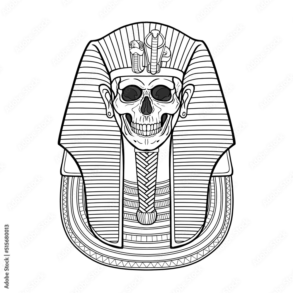 Animation linear portrait: Egyptian dead man. Pharaoh, king, mummy ...