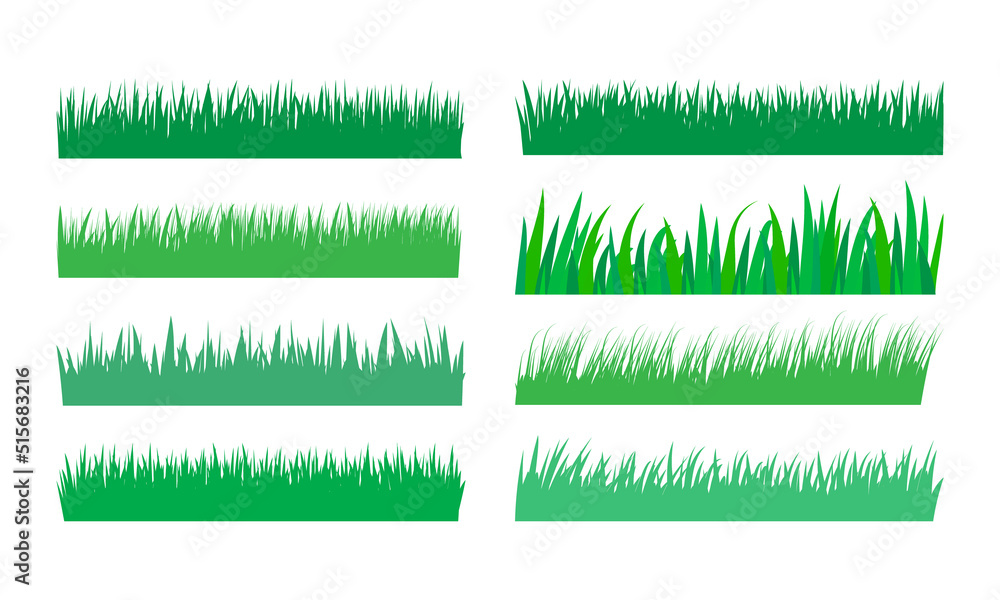 Green grass blades borders and landscaping constructor plants, vector ...