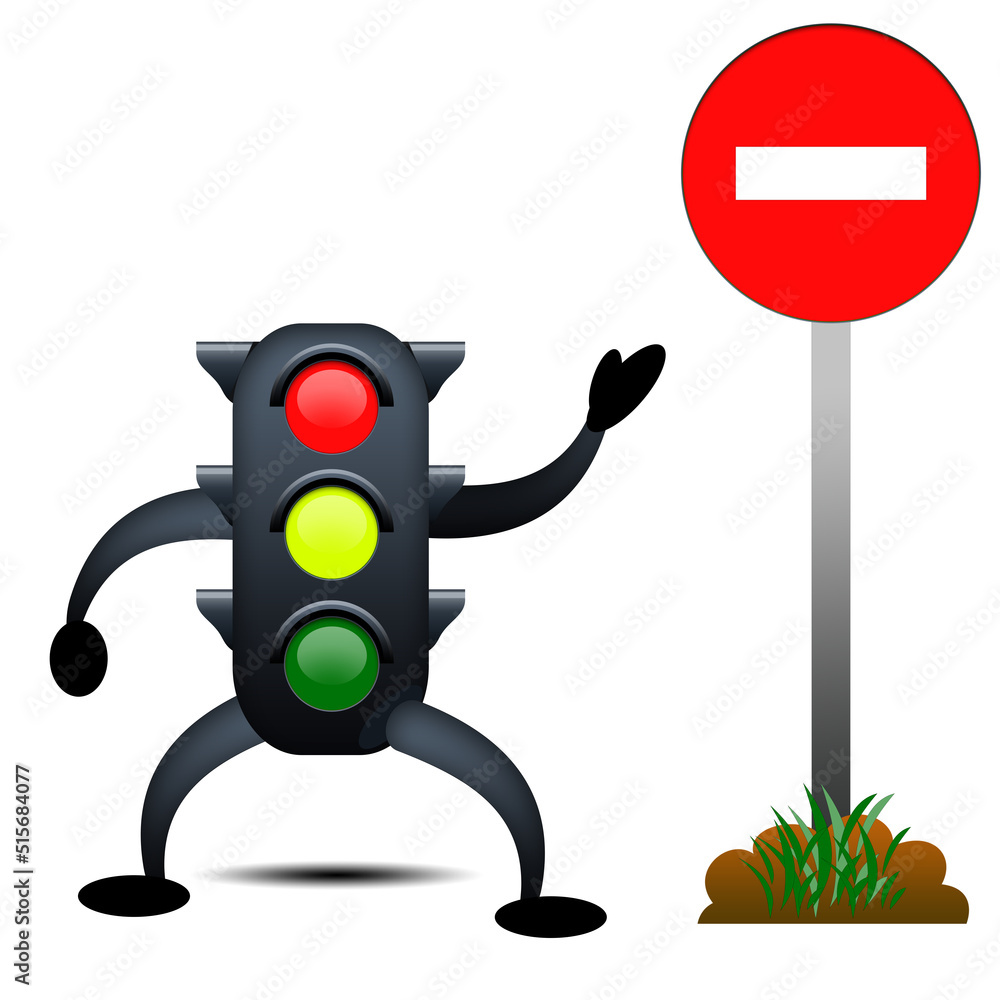Traffic light stop sign Stock Vector | Adobe Stock