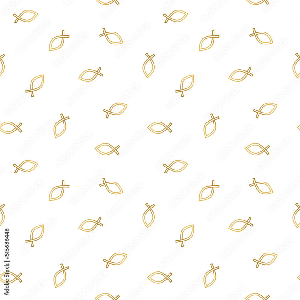 seamless golden pattern with christian fish jesus symbol, great for ...