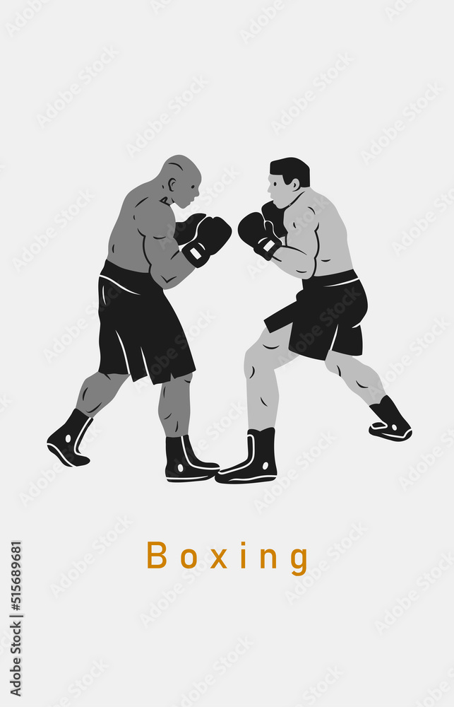 Boxers standing in stance. Two fighting men. Boxing, sports, workout ...