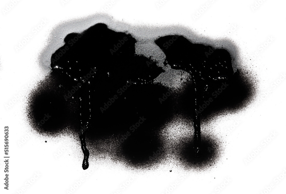 Black color spray paint or graffiti design element on the white wall ...
