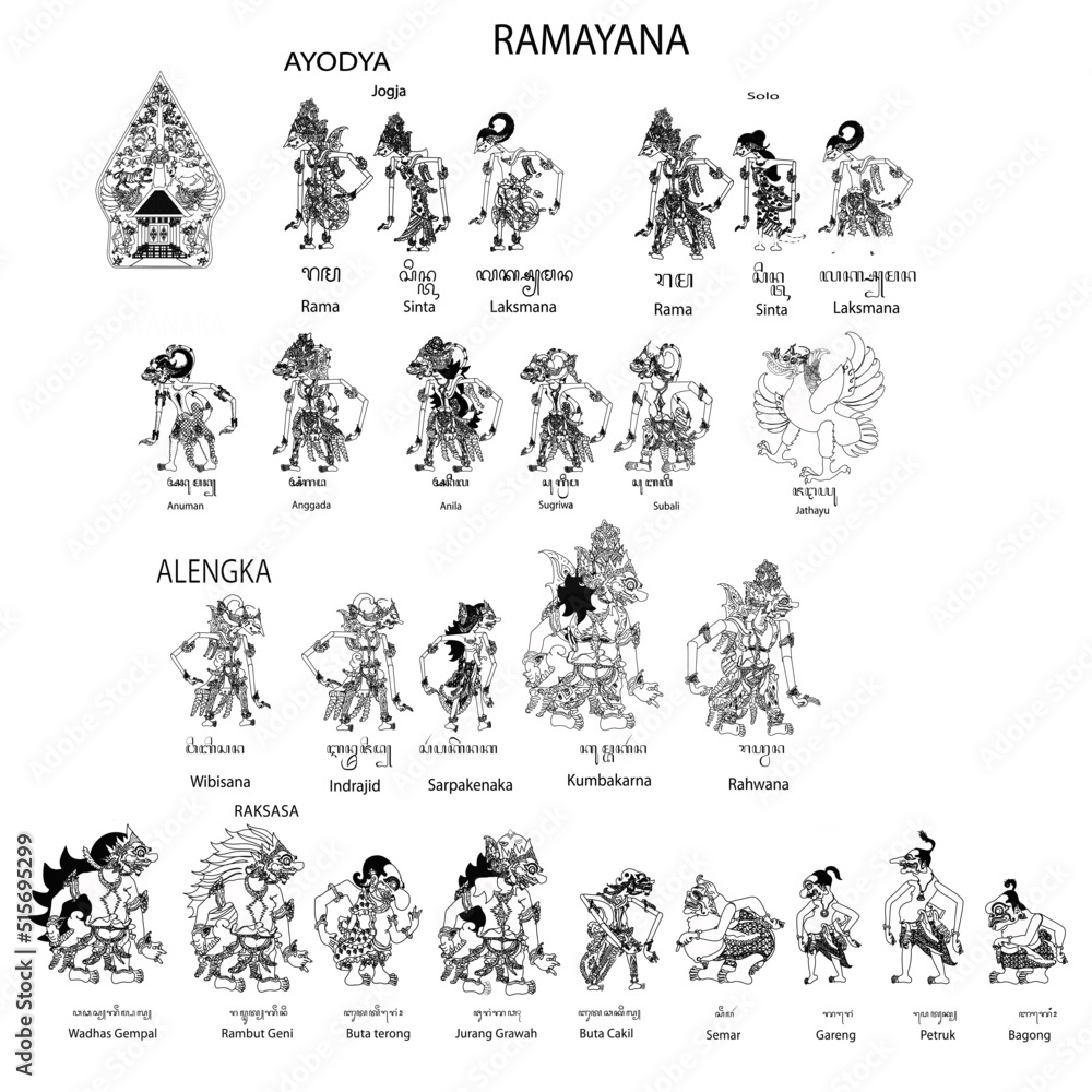Wayang Ramayana Silhouette Vector Stock Vector | Adobe Stock