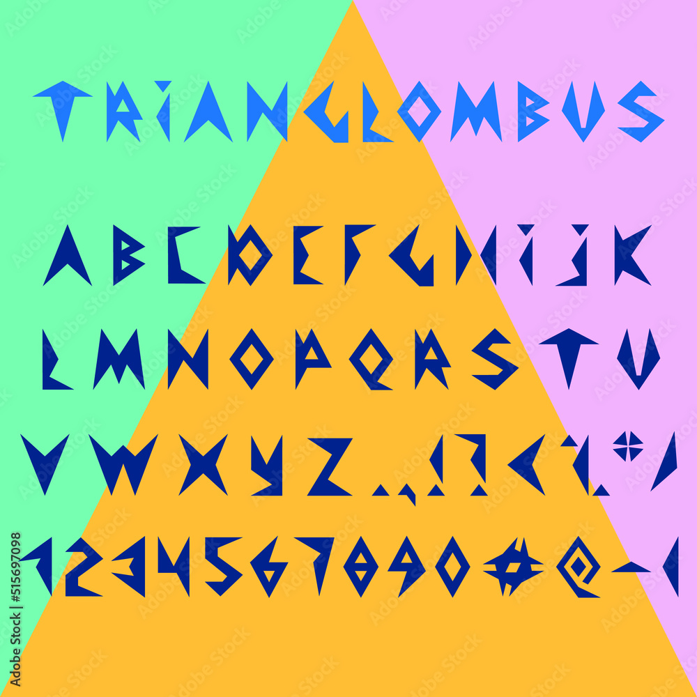 Trianglombus font glyphs letters alphabet Stock Vector | Adobe Stock