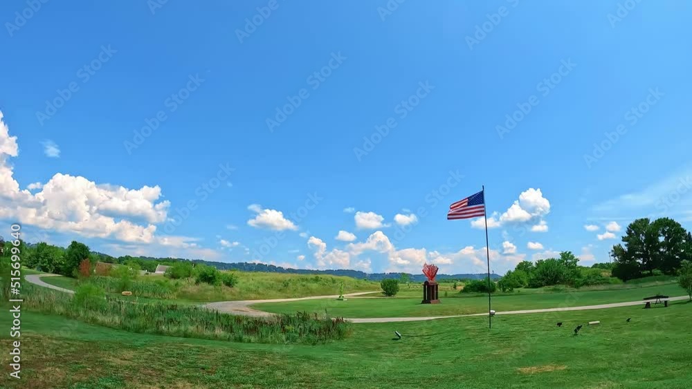 footage of a stunning summer landscape in the park with an American ...