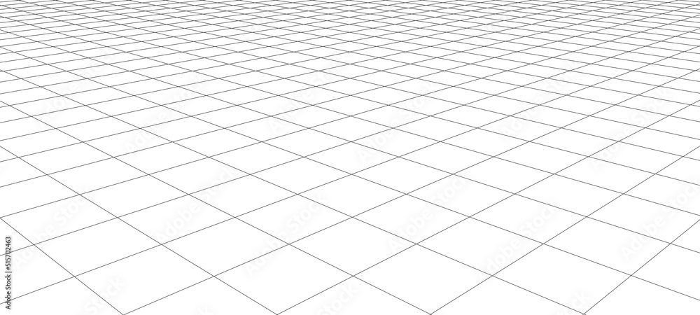 Vector perspective mesh. Detailed lines on a white background. 3d ...
