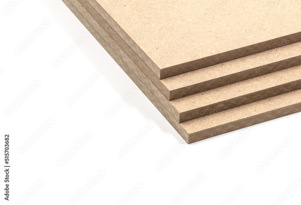 Four panels of raw mdf, stacked like stairs on the right side of a ...