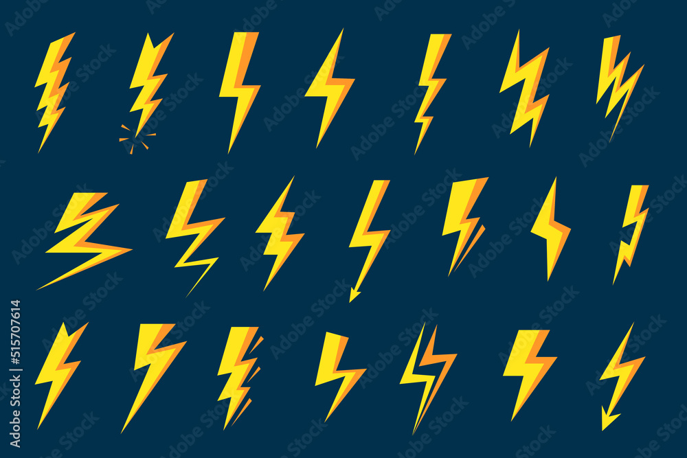 Lightning bolt symbol. Thunder strike, speed flash and thunderbolts ...