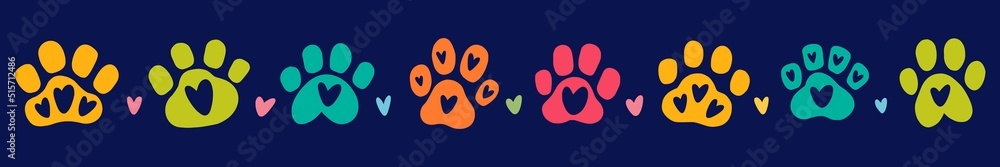 Poster Vector, horizontal, children's illustration of hand-drawn paw ...