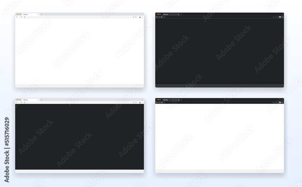 Vector Chrome browser templates - Four web browser windows in light and ...