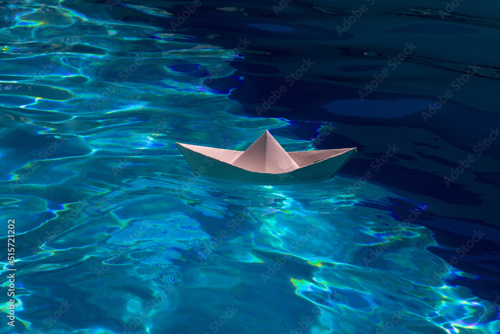 Sailing yacht concept, paper ship with sailing boat. Paper boat on the ...