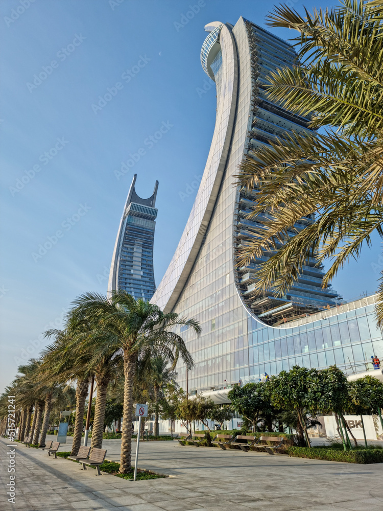 Katara Twin Tower Hotel, Lusail Marina Park Doha, Qatar. Stock Photo ...
