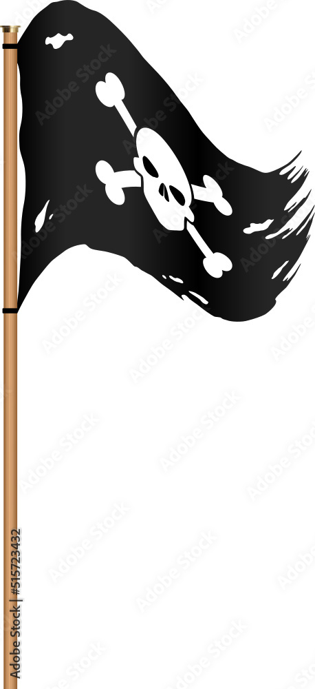 Ragged black pirates flag with bones and skull Stock Vector | Adobe Stock