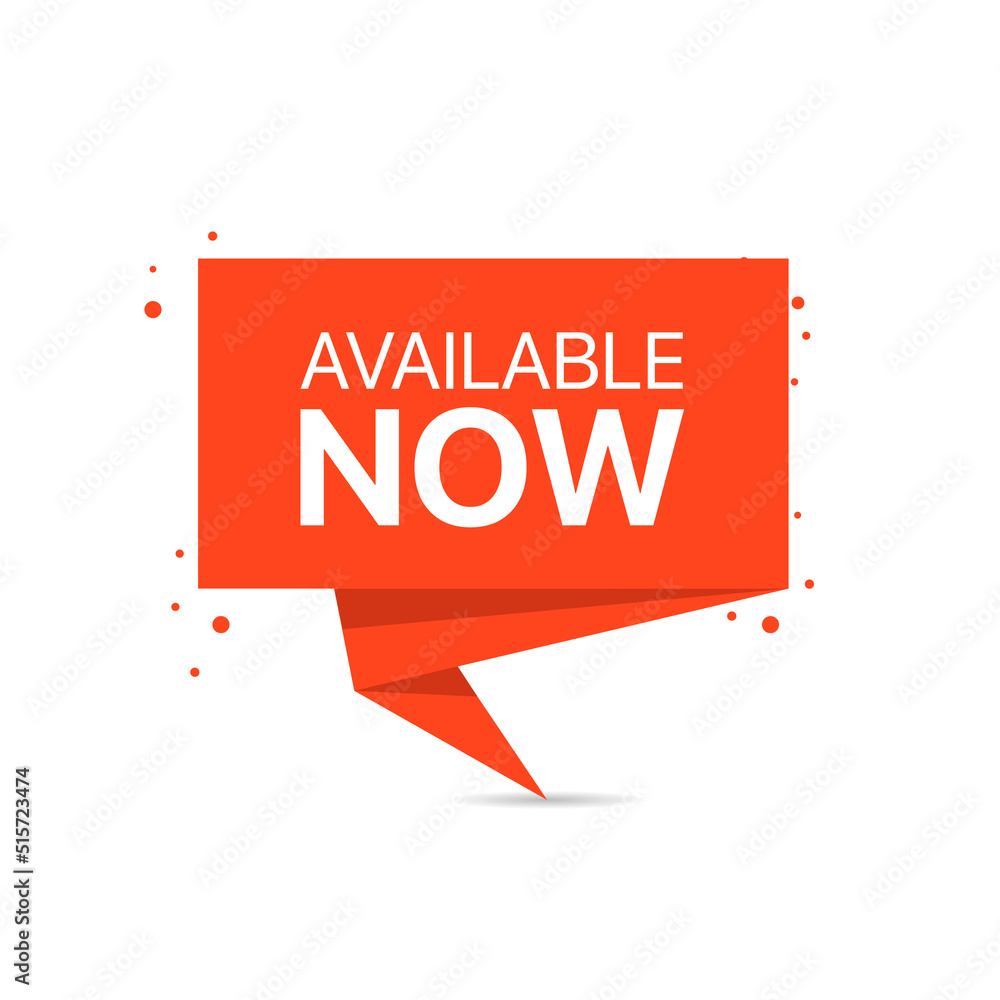 Available now trendy red label Stock Vector | Adobe Stock